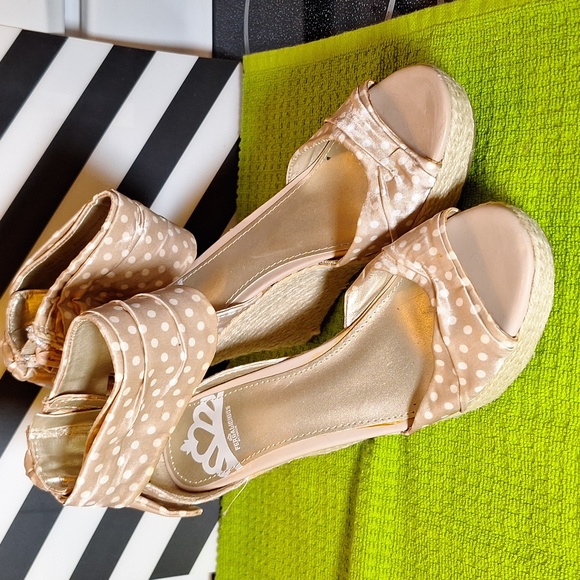 Fergalicious | Shoes | Satin Polka Dot Retro Wedge | Poshmark